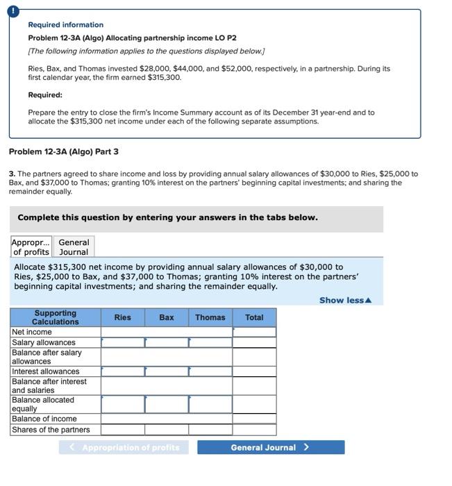 Solved Required information Problem 12-3A (Algo) Allocating | Chegg.com