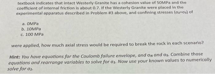 Solved textbook indicates that intact Westerly Granite has a | Chegg.com