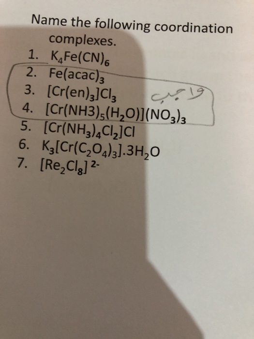 Solved Name the following coordination complexes. 1. K | Chegg.com