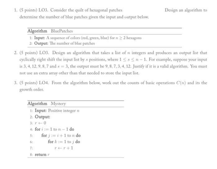 Solved 1. (5 points) LO3. Consider the quilt of hexagonal | Chegg.com