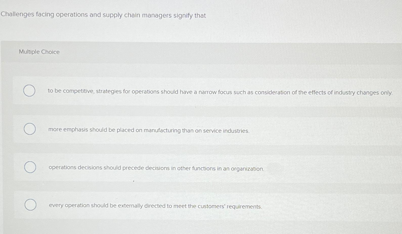 Solved Challenges facing operations and supply chain | Chegg.com