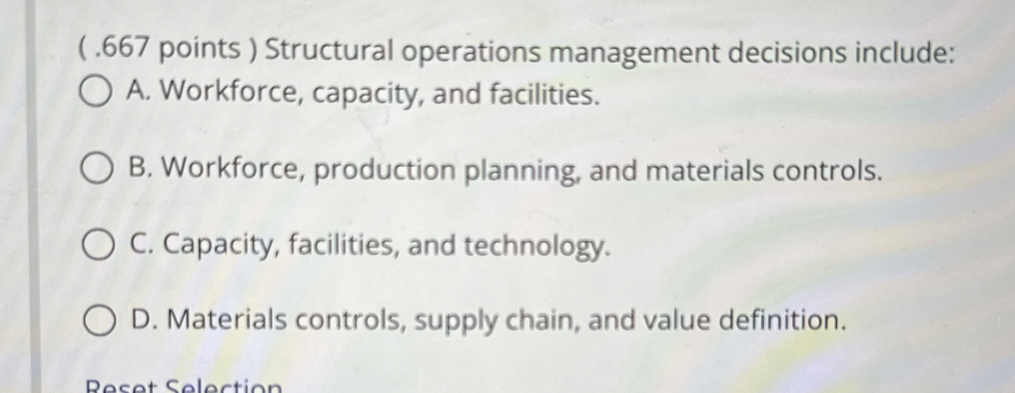 Solved ( . 667 ﻿points ) ﻿Structural operations management | Chegg.com