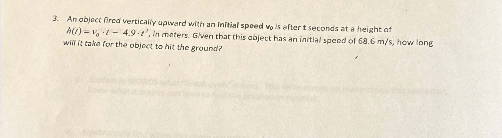 Solved An object fired vertically upward with an initial | Chegg.com