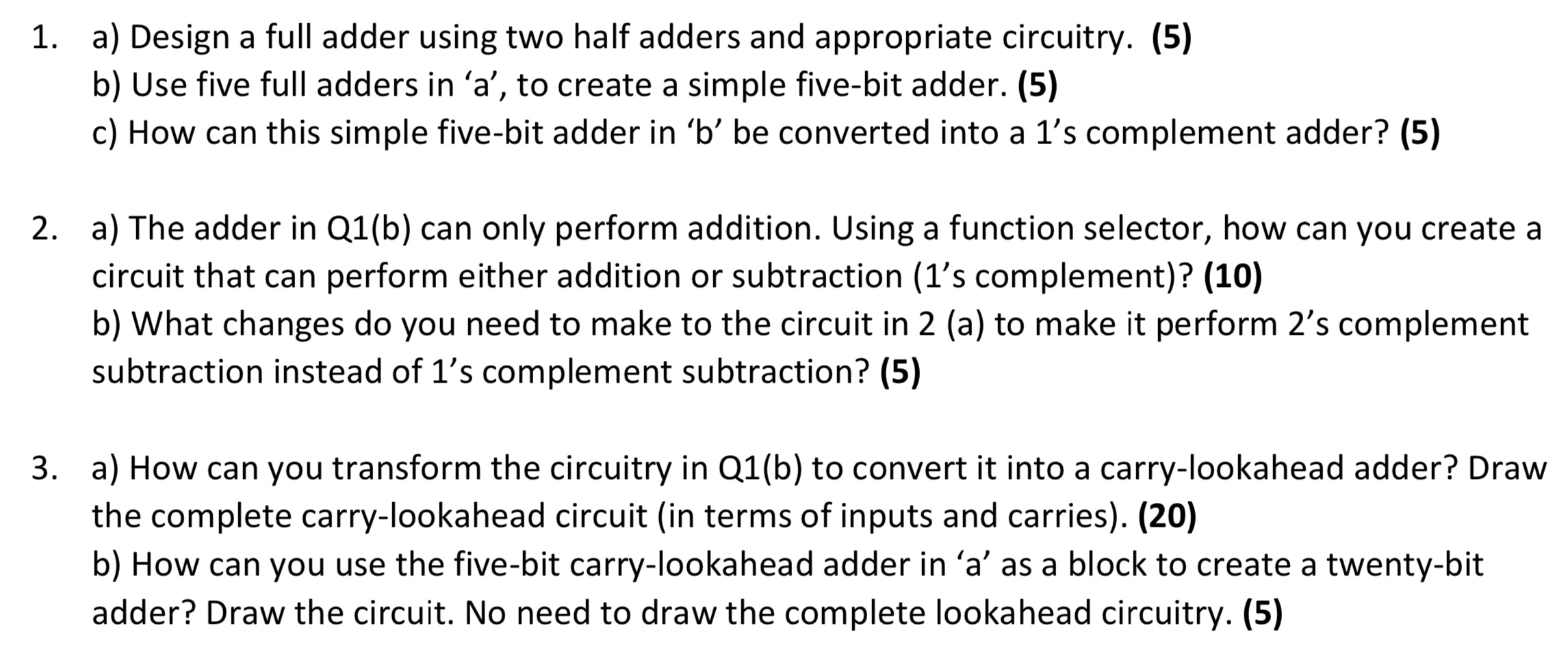 a) ﻿Design a full adder using two half adders and | Chegg.com