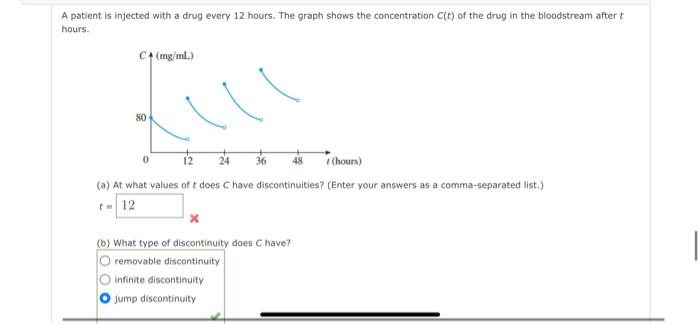 Solved A patient is injected with a drug every 12 hours. The | Chegg.com