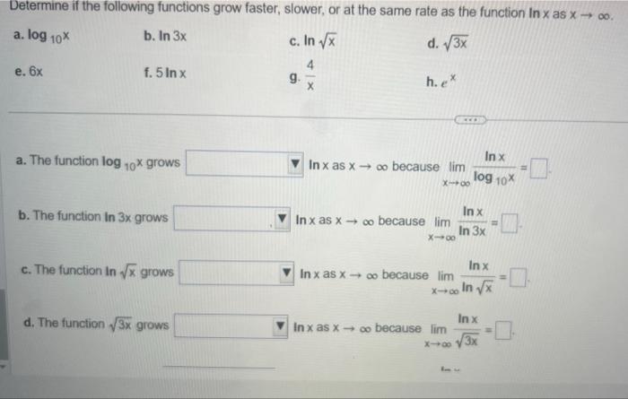 Solved Determine if the following functions grow faster, | Chegg.com