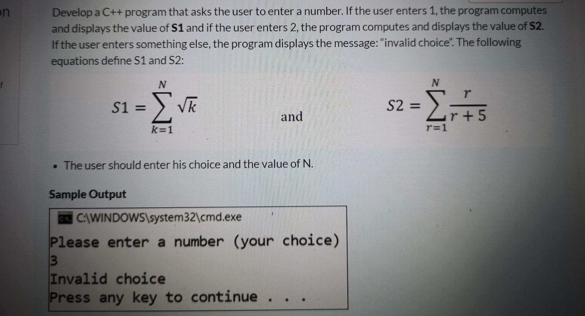 Solved on Develop a C++ program that asks the user to enter | Chegg.com