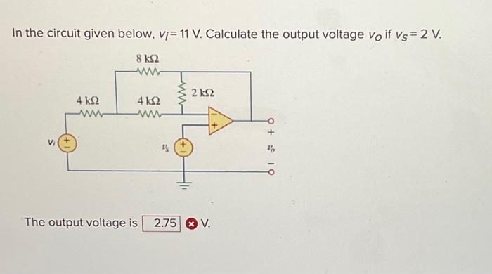 Solved Calculate the output voltage of the op amp circuit | Chegg.com
