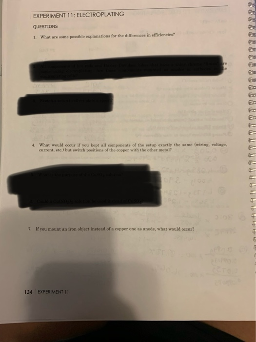 Solved ELECTROPLATING EXPERIMENT 11 PURPOSE To plate the | Chegg.com