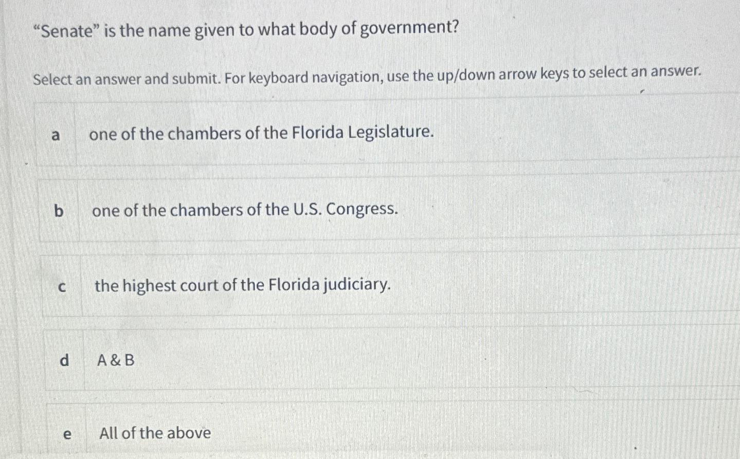 Solved "Senate" is the name given to what body of | Chegg.com