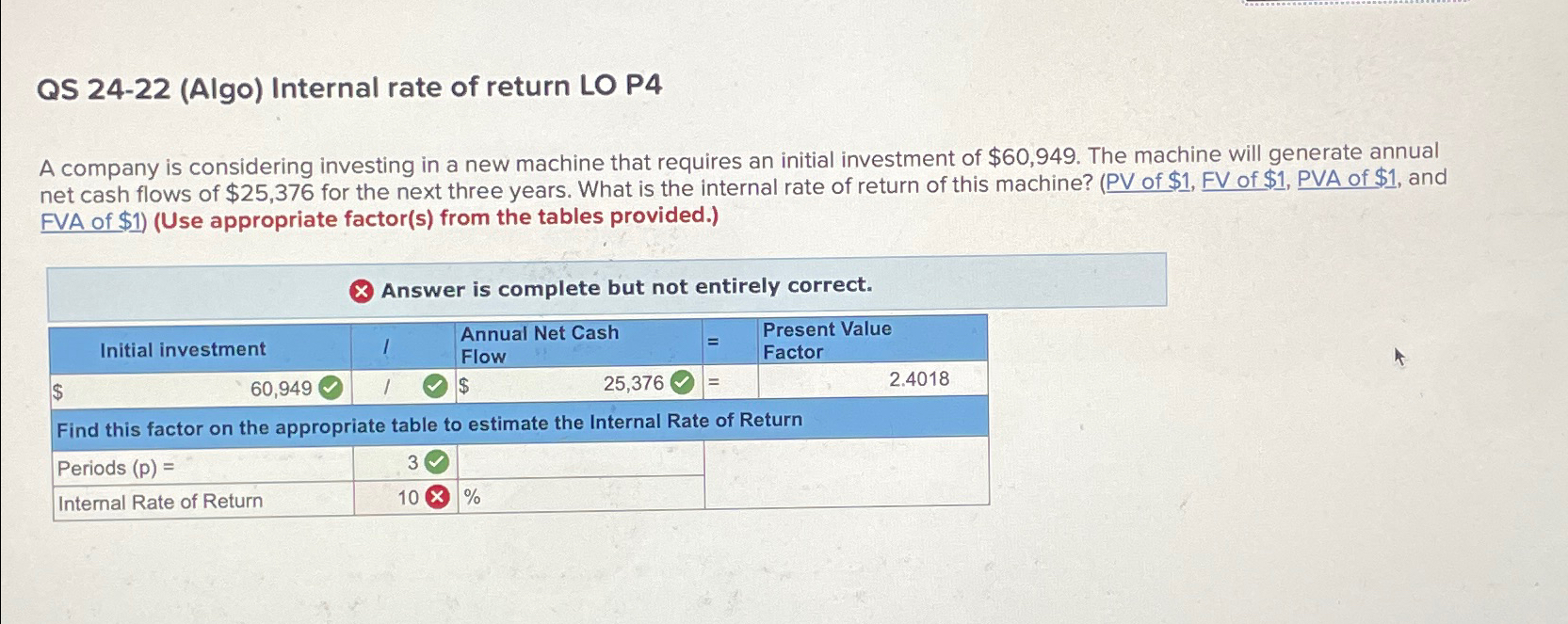 Solved QS 24-22 (Algo) ﻿Internal rate of return LO P4A | Chegg.com