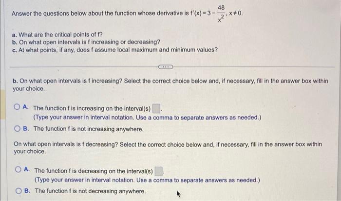 Solved Answer the questions below about the function whose | Chegg.com