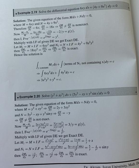 Solved Example 2.19 Solve the differential equation 6xy dx | Chegg.com