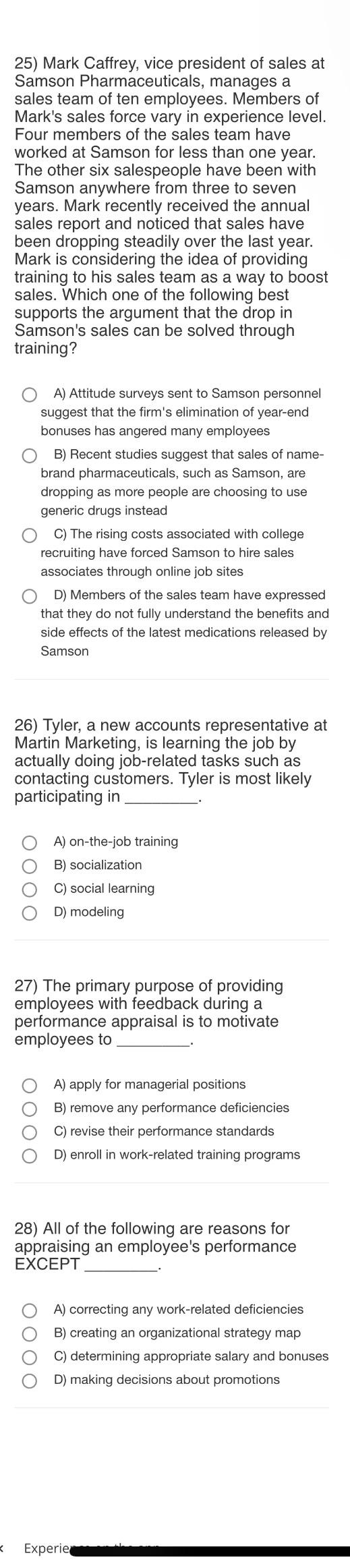 Solved 25) ﻿Mark Caffrey, vice president of sales at Samson | Chegg.com