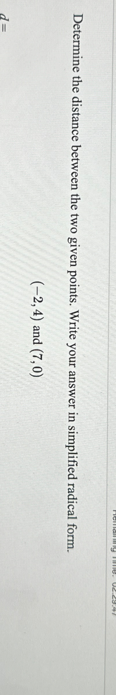 Solved Determine the distance between the two given points. | Chegg.com