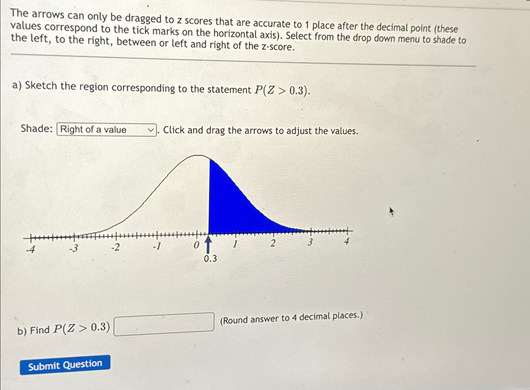 Solved The arrows can only be dragged to z ﻿scores that are | Chegg.com