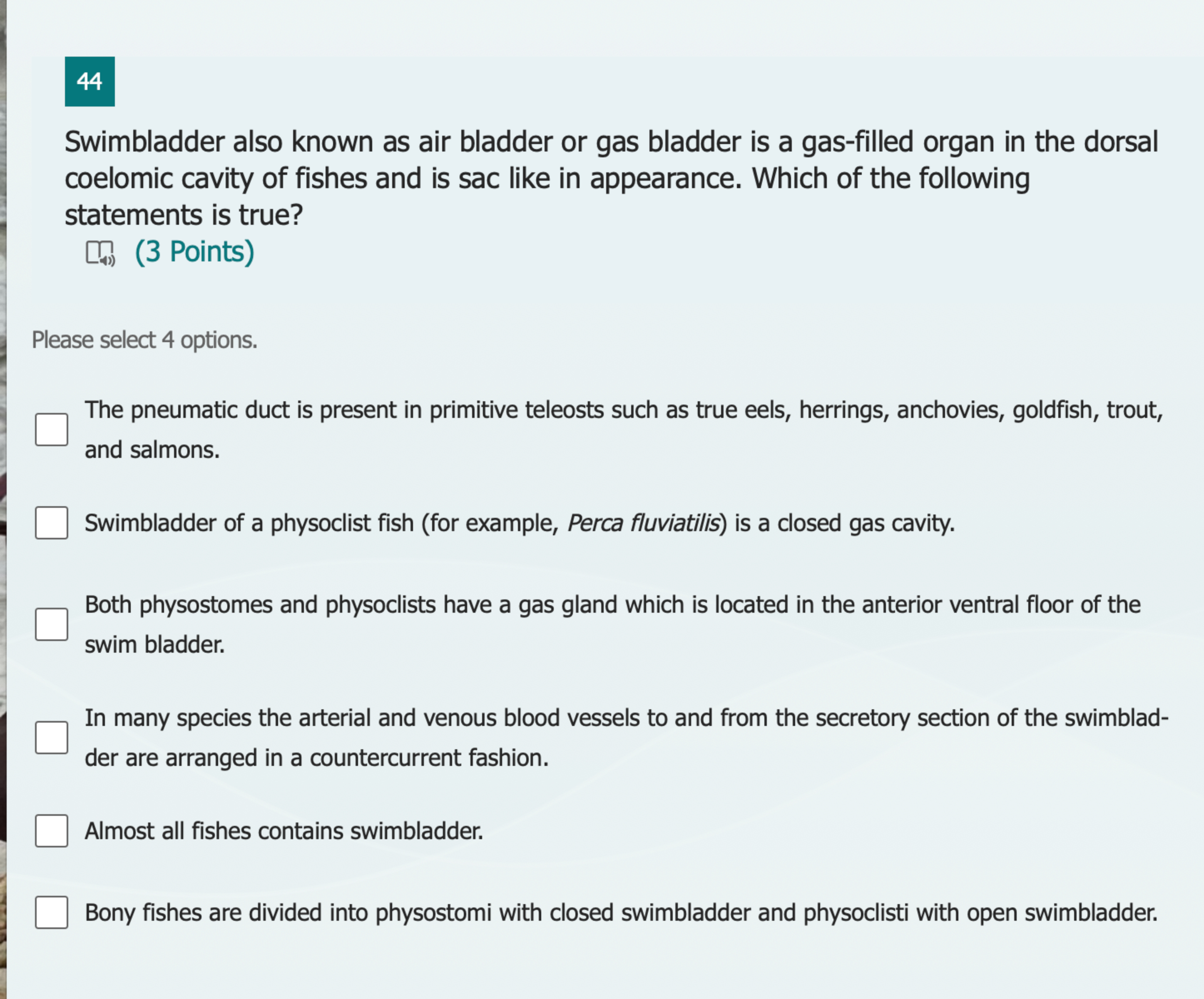 Solved Swimbladder also known as air bladder or gas bladder | Chegg.com