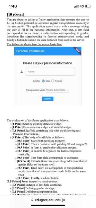 Solved You are about to design a flutter application that | Chegg.com