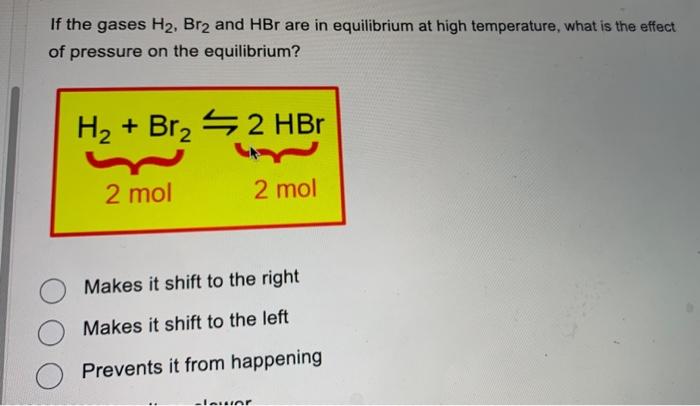 Solved If the gases H2,Br2 and HBr are in equilibrium at | Chegg.com