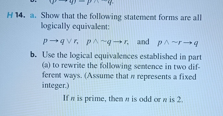 Solved H14. ﻿a. ﻿Show that the following statement forms are | Chegg.com