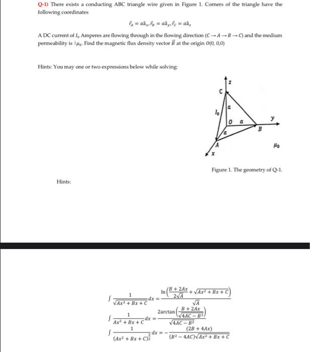 Solved Q-1) There exists a conducting ABC triangle wire | Chegg.com