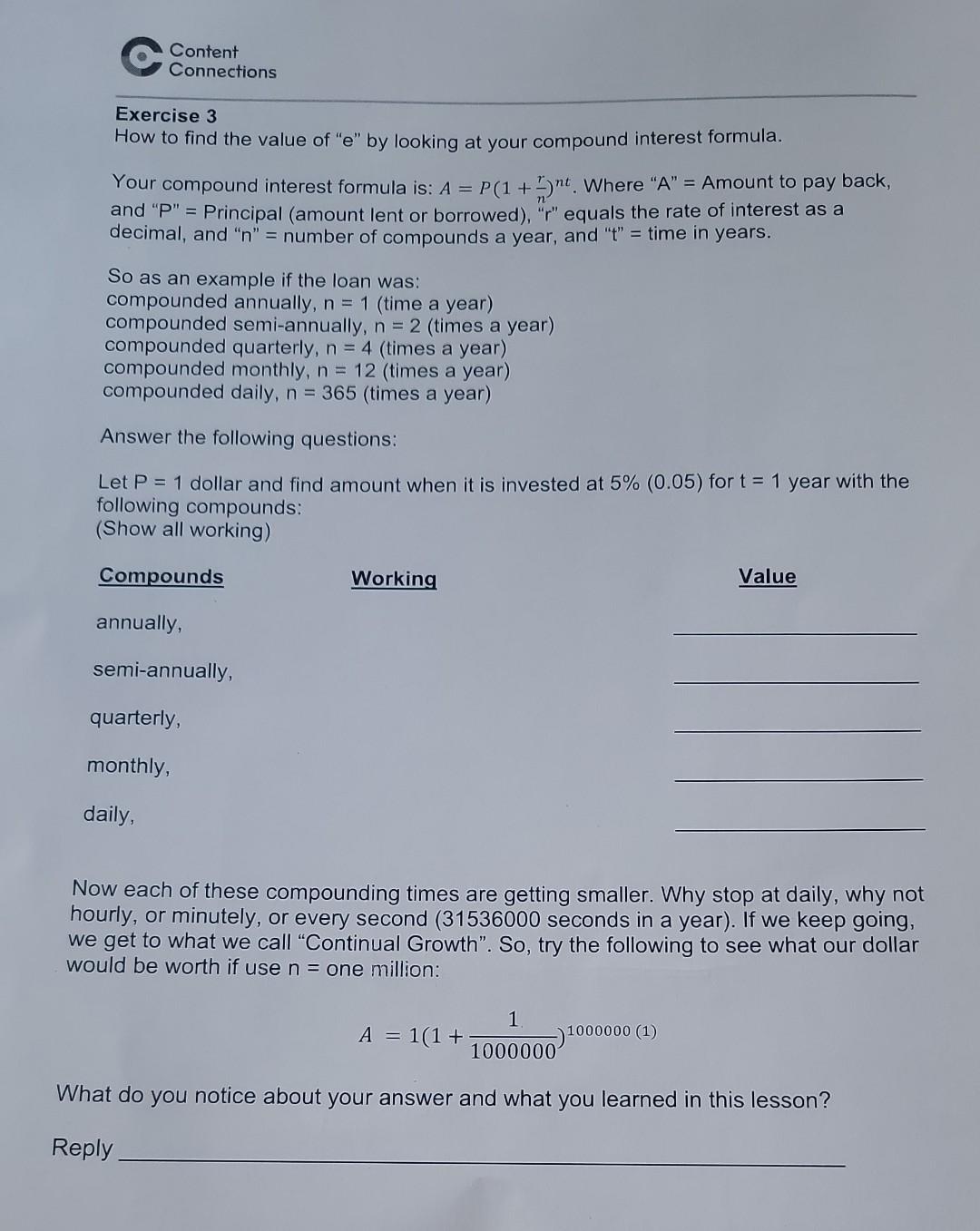 Solved Exercise 3 How to find the value of "e" by looking at | Chegg.com
