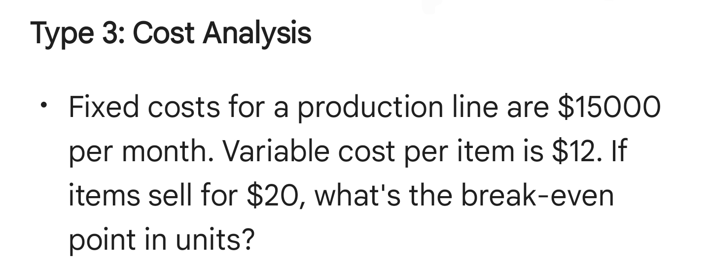Solved Dont use AI i will Dislike the answer...Type 3: Cost | Chegg.com