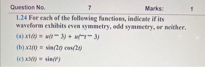 Solved 1.24 For each of the following functions, indicate if | Chegg.com