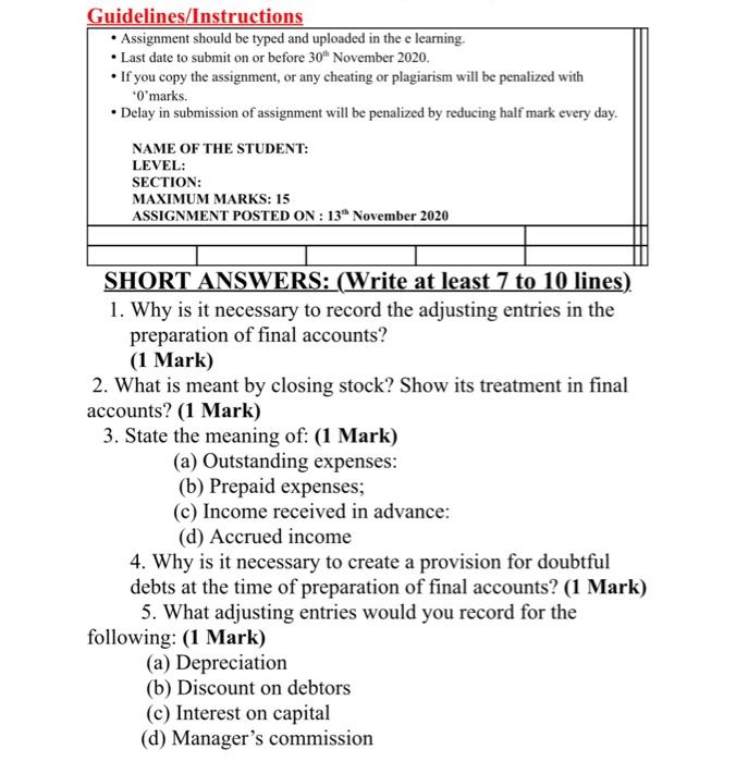 Solved Guidelines/Instructions Assignment should be typed | Chegg.com