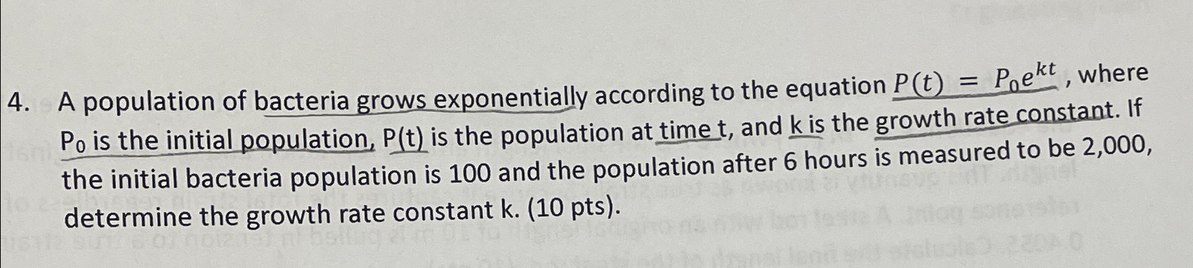 Solved A population of bacteria grows exponentially | Chegg.com