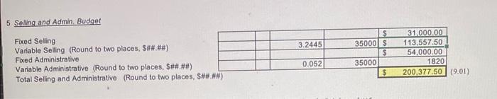 5 Selling and Admin. Budget Fixed Selling Variable | Chegg.com