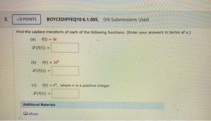 Solved -/3 POINTS BOYCEDIFFEQ10 6.1.005.0/6 Submissions Used | Chegg.com Solved -/3 POINTS BOYCEDIFFEQ10 6.1.005.0/6 Submissions Used | Chegg.com