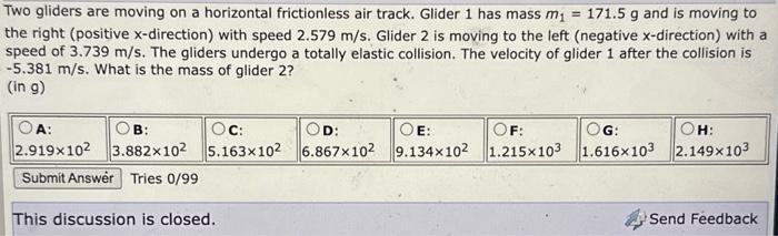 Solved Two gliders are moving on a horizontal frictionless | Chegg.com