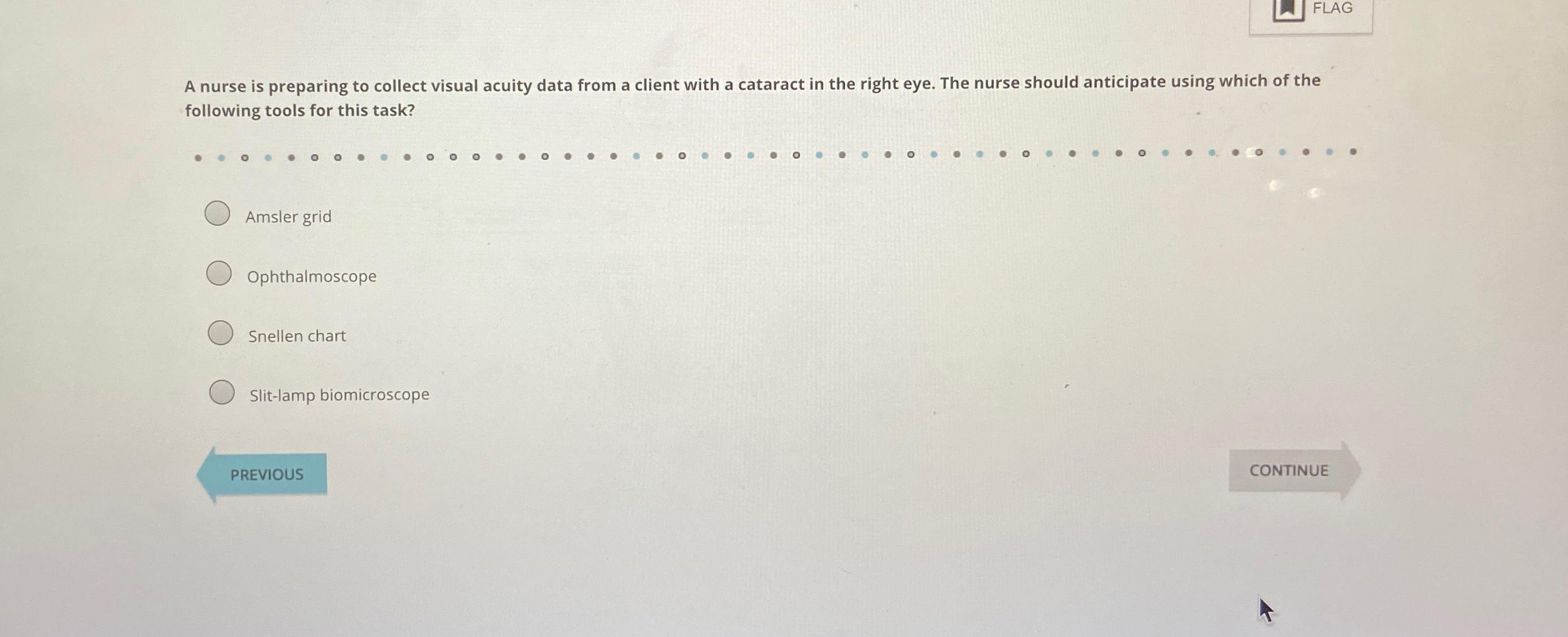 Solved A nurse is preparing to collect visual acuity data | Chegg.com