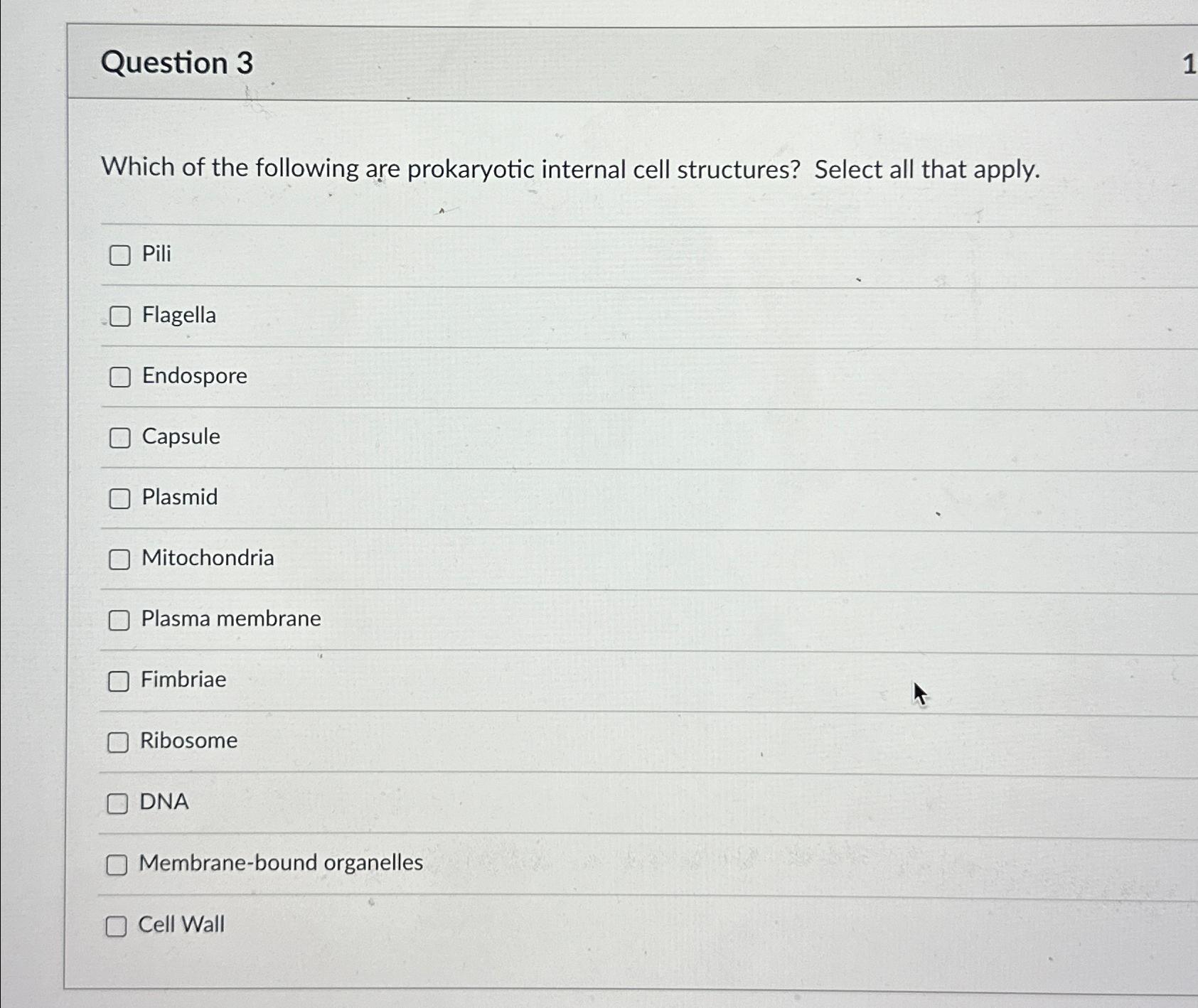 Solved Question 3Which of the following are prokaryotic | Chegg.com