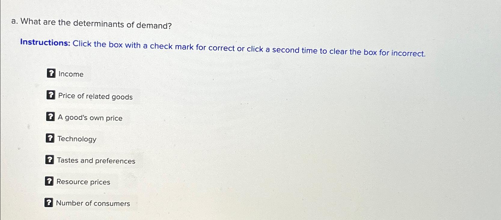 Solved a. ﻿What are the determinants of demand?Instructions: | Chegg.com