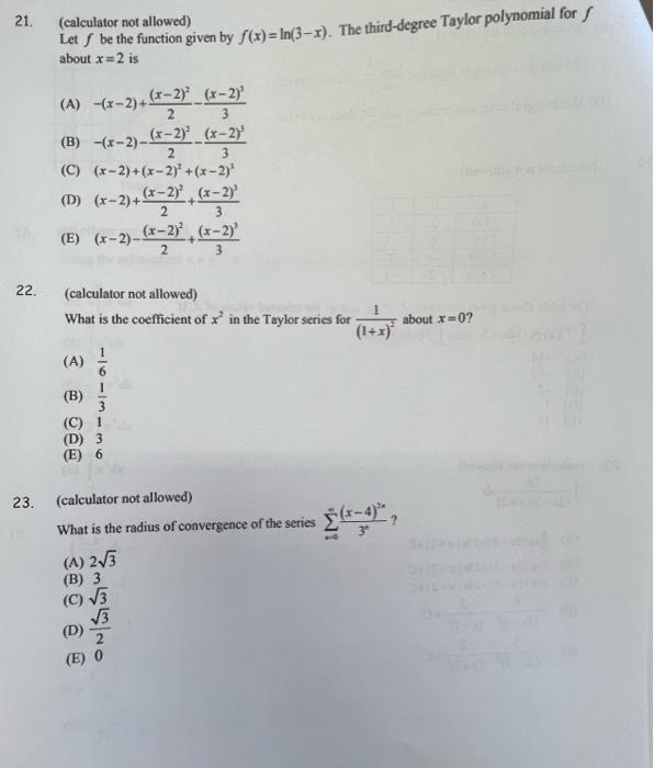 Solved Let f be the function given by f(x)=ln(3−x). The | Chegg.com