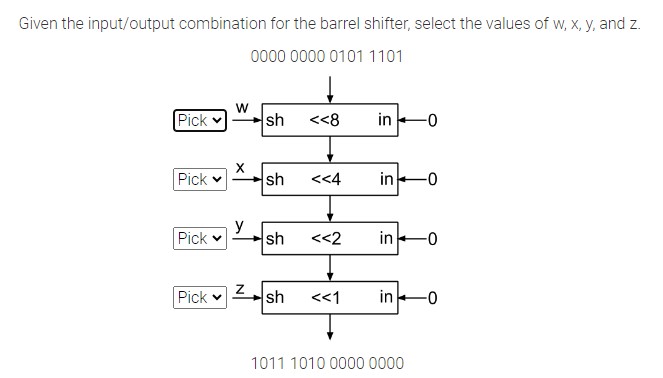 Solved Given the input/output combination for the barrel | Chegg.com