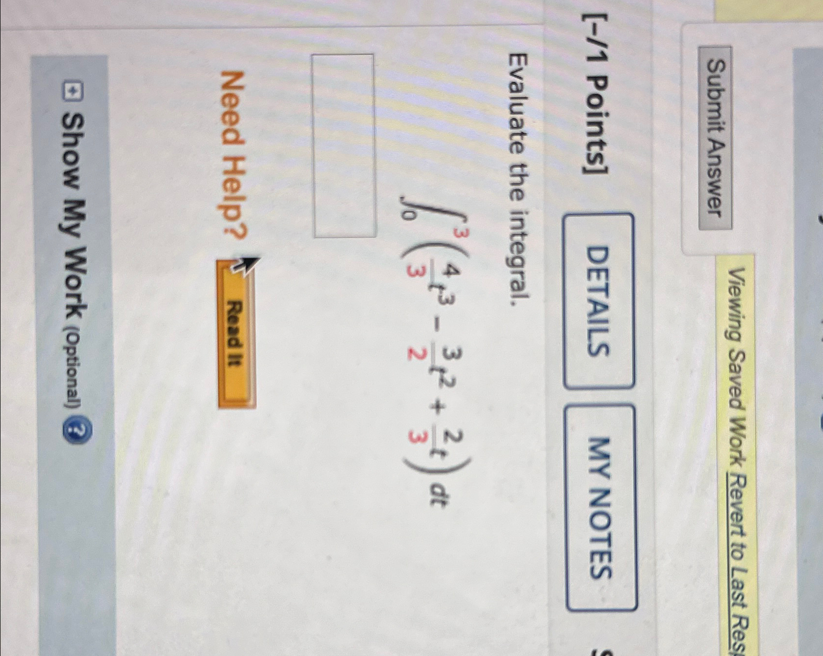 Solved Viewing Saved Work Revert to Last Res,[-/1 | Chegg.com