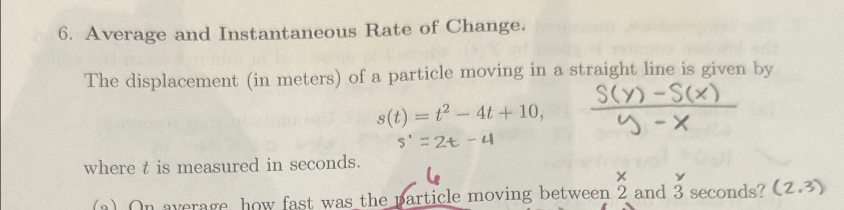 Average and Instantaneous Rate of Change.The | Chegg.com