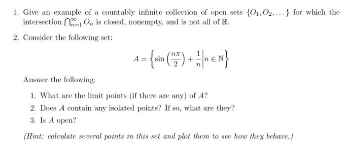 Solved 1. Give an example of a countably infinite collection | Chegg.com