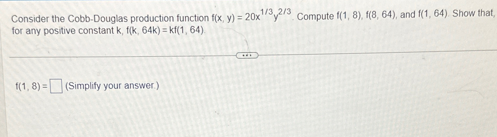 Solved Consider The Cobb Douglas Production Function