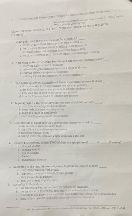 Solved Part I: Reading Comprehension. Read the passage and | Chegg.com