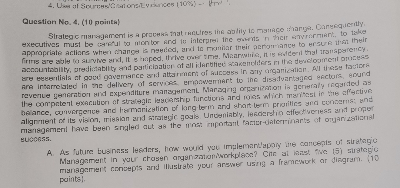 Solved Use of Sources/Citations/Evidences (10%) - | Chegg.com