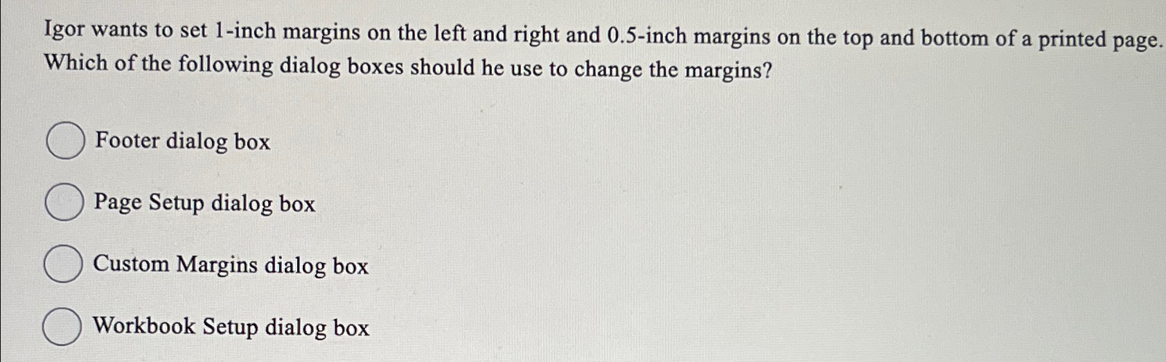 Solved Igor wants to set 1 -inch margins on the left and | Chegg.com
