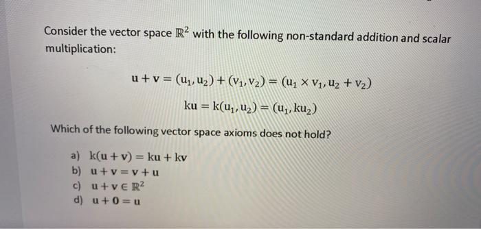 Solved Consider the vector space R2 with the following | Chegg.com