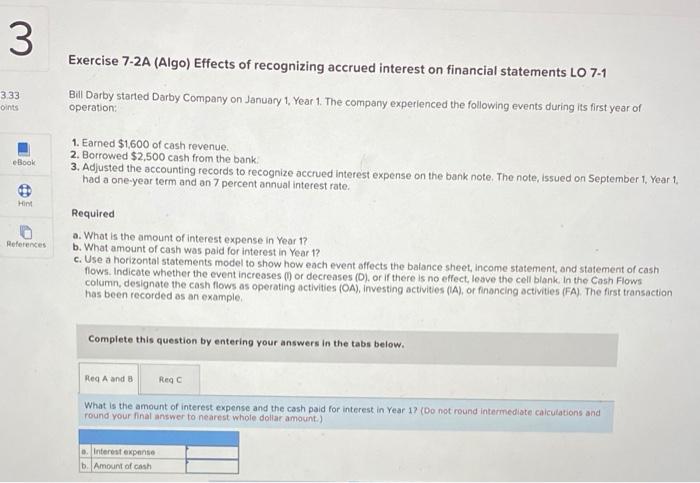 Solved 3 Exercise 7-2A (Algo) Effects of recognizing accrued | Chegg.com