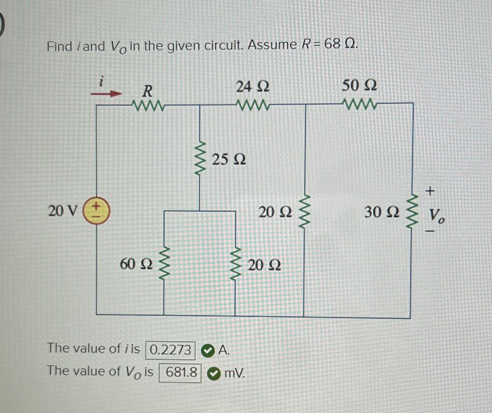 Solved Find i and V_(O) in the given circuit. Assume | Chegg.com
