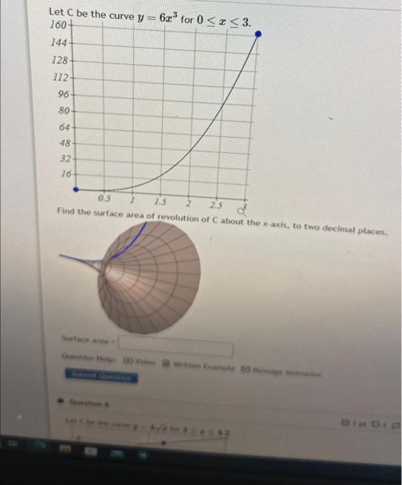 Solved Let C be the curve y 160 128 112 96- 80- 64 48 32- | Chegg.com