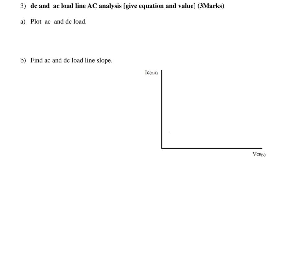 Solved 3) dc and ac load line AC analysis [give equation and | Chegg.com